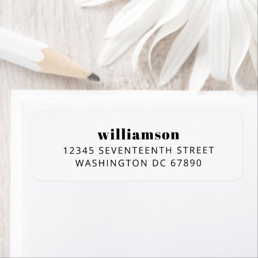 Bold Modern Black and White Last Name Address Label | Zazzle