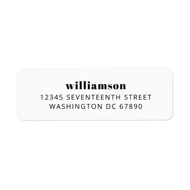 Bold Modern Black and White Last Name Address Label | Zazzle