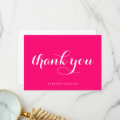 Bold Modern Calligraphy Hot Pink Thank You Card | Zazzle
