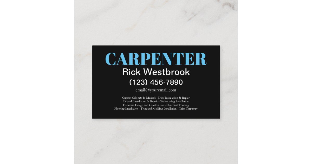 Bold Modern Carpenter Editable Business Card | Zazzle