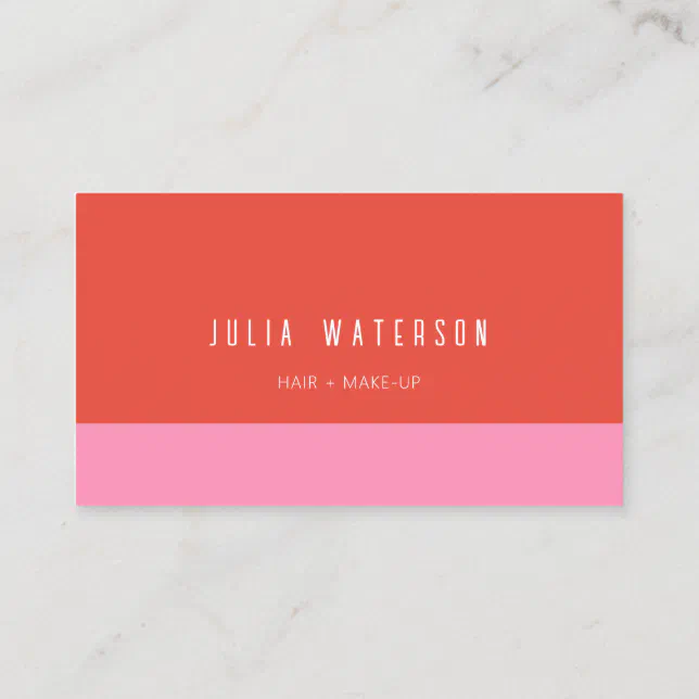 Bold Modern Color Block - Pink and Red, no logo Business Card | Zazzle