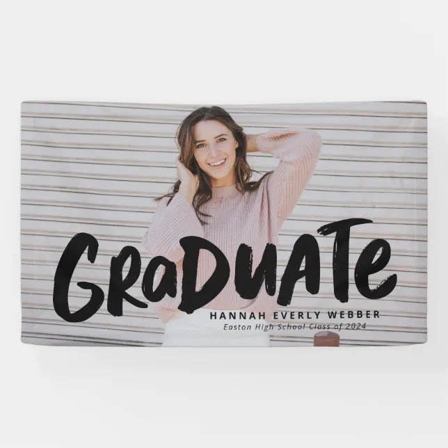 Bold modern cool graduate one photo graduation banner | Zazzle