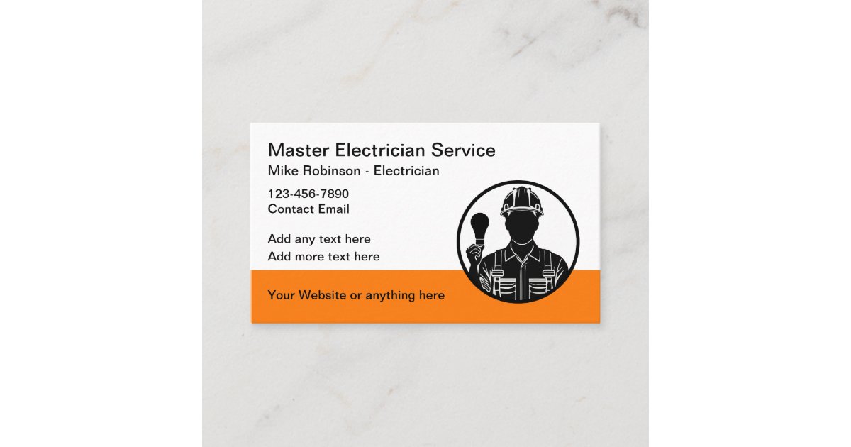 Bold Modern Electrician Business Cards | Zazzle