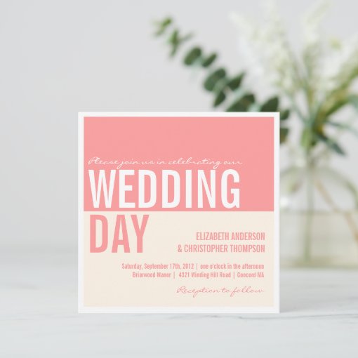 Bold Modern Graphic Block Wedding Invitation | Zazzle