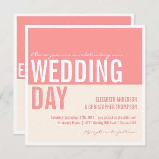 Bold Modern Graphic Block Wedding Invitation | Zazzle