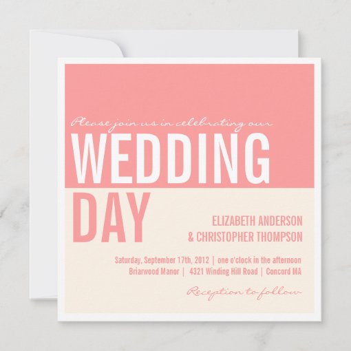 Bold Modern Graphic Block Wedding Invitation | Zazzle