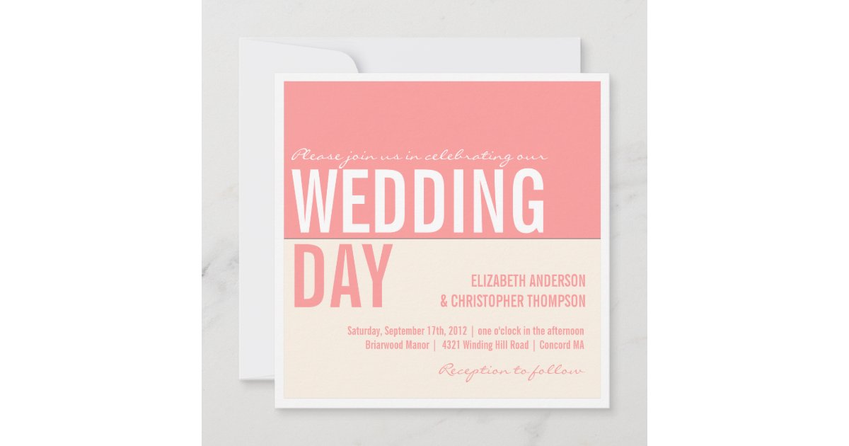 Bold Modern Graphic Block Wedding Invitation | Zazzle