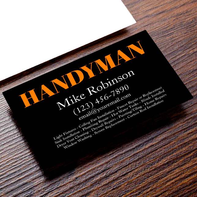 Bold Modern Handyman Services Business Card | Zazzle