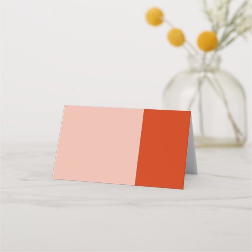 Bold Modern Minimal Orange Pink Wedding Place Card | Zazzle