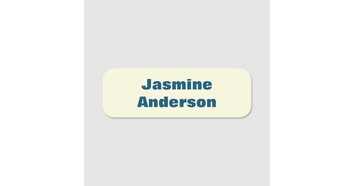 Bold Modern Minimalist Beige Ocean Blue Color Name Tag | Zazzle