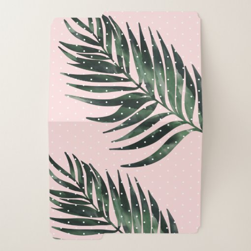 Bold Modern Pink & Green Tropical Palm Tree Leaves File Folder | Zazzle