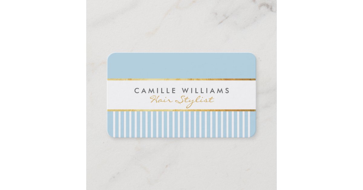 BOLD modern stylish comb design gold duck egg blue Business Card | Zazzle