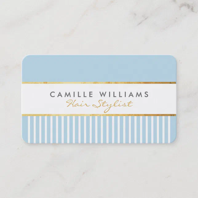 BOLD modern stylish comb design gold duck egg blue Business Card | Zazzle