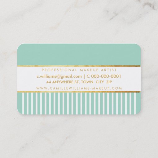 BOLD modern stylish comb design gold mint green Business Card | Zazzle
