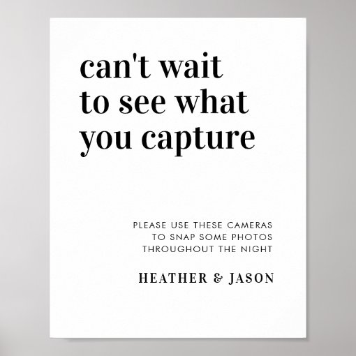 Bold Modern Wedding Disposable Camera Sign | Zazzle