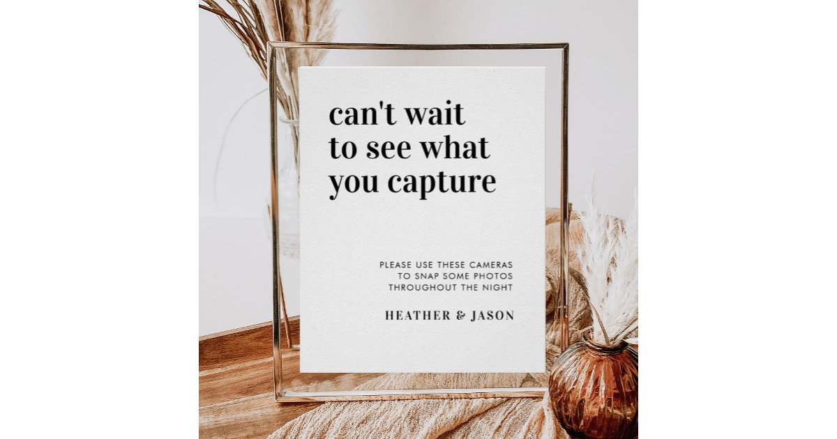 Bold Modern Wedding Disposable Camera Sign | Zazzle