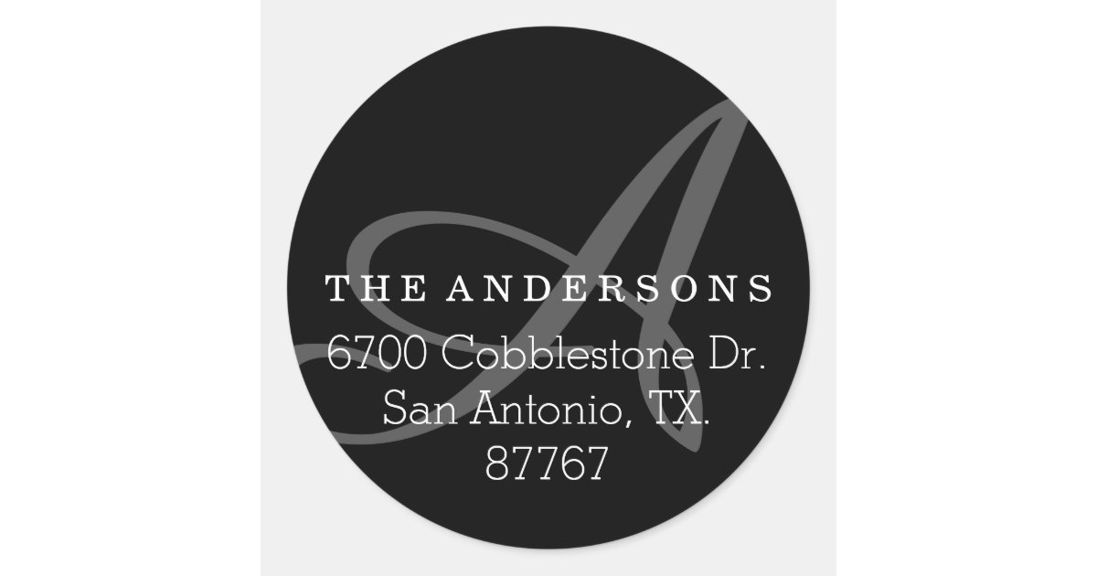 Bold Monogram Black Address Label | Zazzle