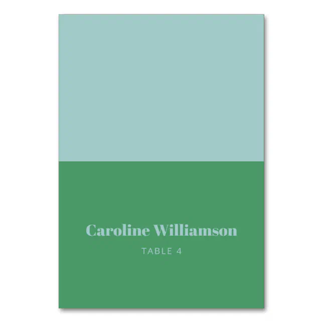 Bold Name Light Blue Green Custom Place Card | Zazzle