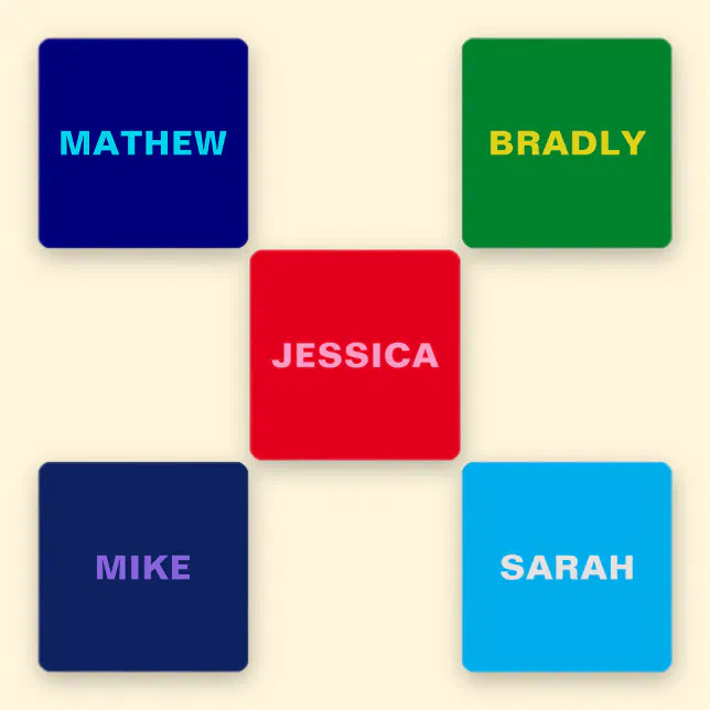 Bold Names on Multiple Colors Clothing Labels | Zazzle