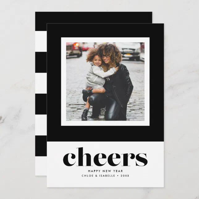 Bold New Year's Cheers Single Photo Holiday Card | Zazzle