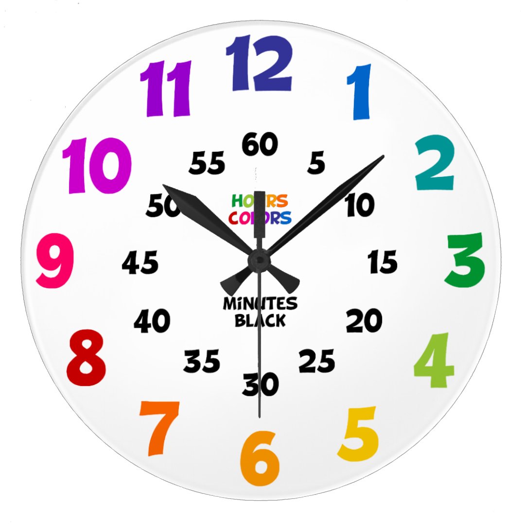 Bold Numbers Learn to Tell Time Classroom Wall Large Clock | Zazzle