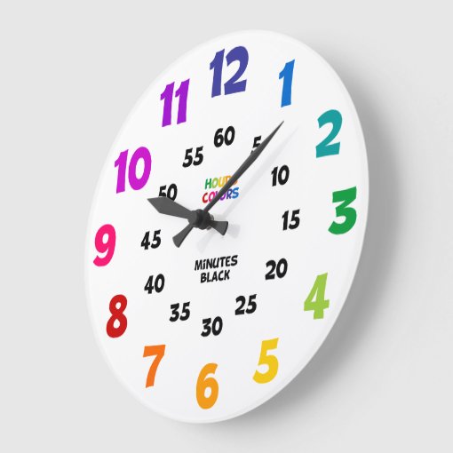 Bold Numbers Learn to Tell Time Classroom Wall Large Clock | Zazzle