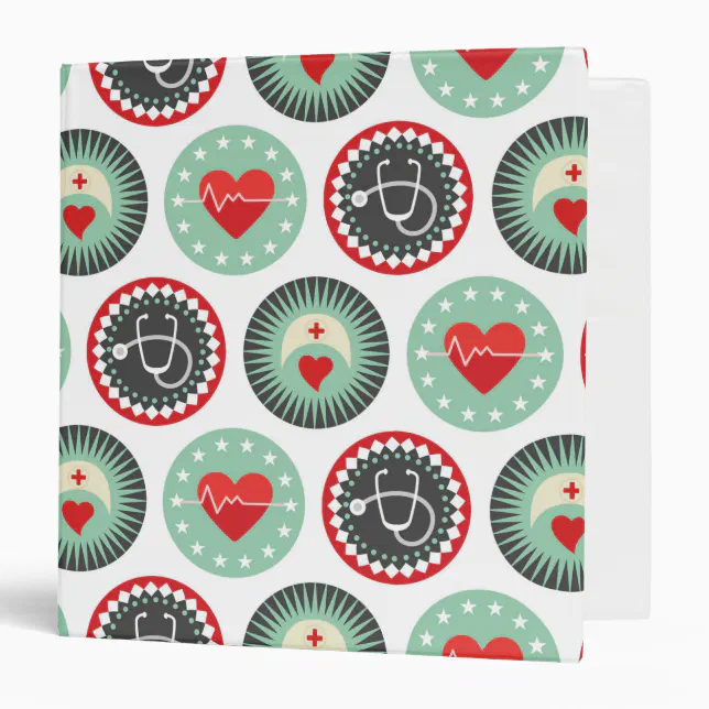 Bold Nurse Pattern - LPN RN Healthcare 3 Ring Binder | Zazzle