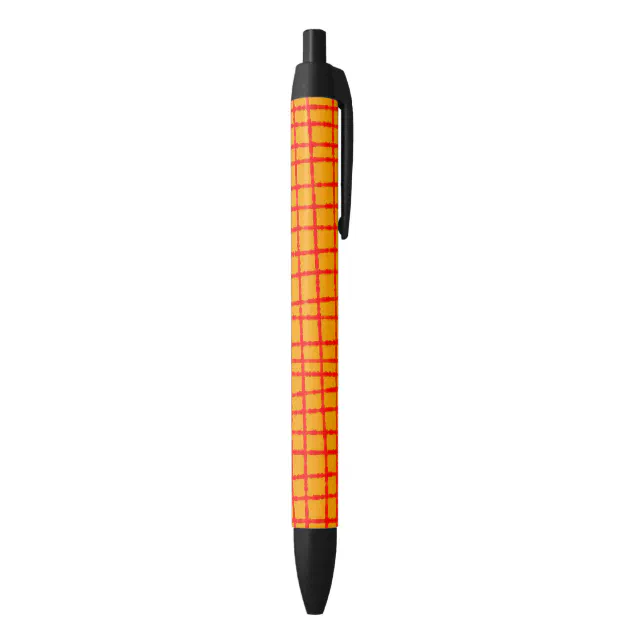 Bold Orange and Red Check Pattern Trendy Smooth Pen | Zazzle