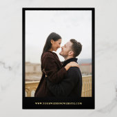 Bold Oversized Ampersand Photo Black Wedding Real Foil Invitation | Zazzle