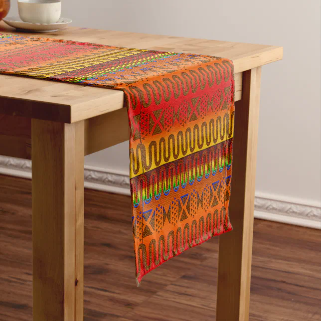 “Bold Patterns, Timeless Stories” Short Table Runner | Zazzle