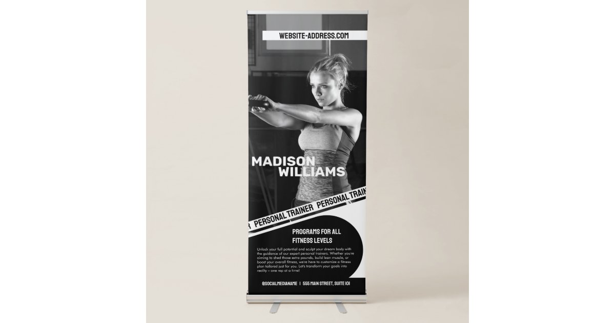 Bold Personal Trainer Photo Retractable Banner | Zazzle