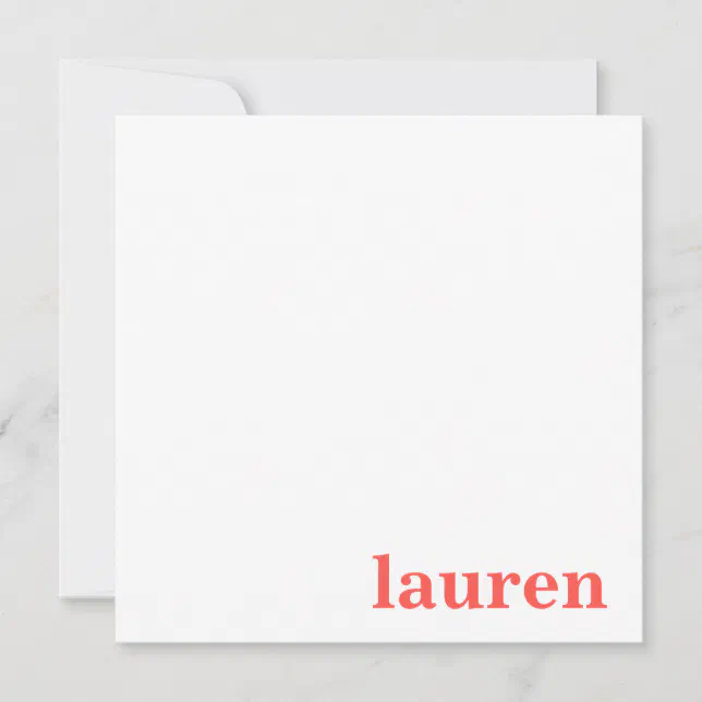 Bold Personalized Name Typography Custom Note Card | Zazzle