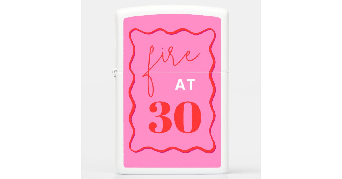 Bold Pink and Red 'Fire at 30' 30th Birthday Zippo Lighter | Zazzle