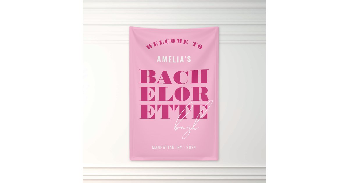Bold Pink Bachelorette Bash Banner | Zazzle