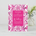 Bold pink magenta Spanish tiles all in one wedding Invitation | Zazzle