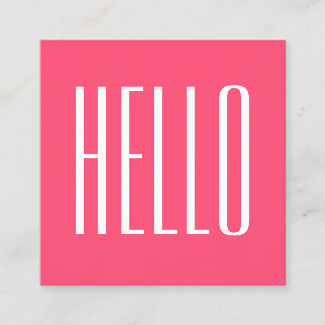 Bold pink modern simple trendy hello business card | Zazzle