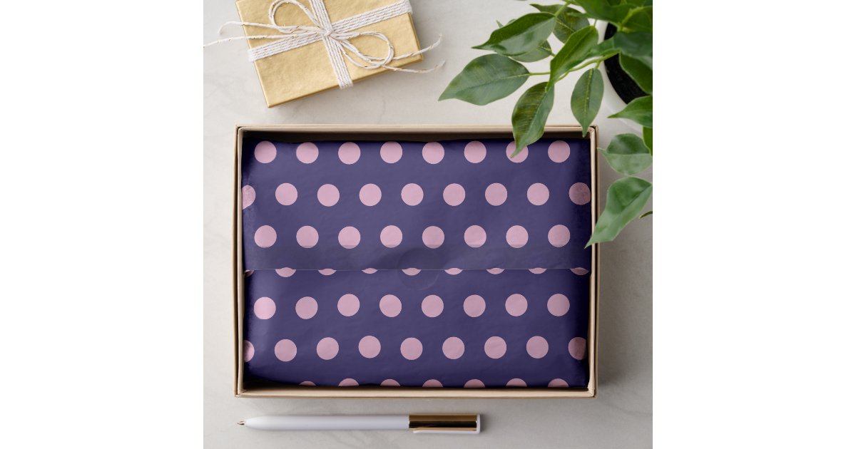 Bold Pink Polka Dots on Navy Blue Tissue Paper | Zazzle