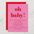 Bold Pink Red Modern Fun Simple Baby Shower Invitation | Zazzle