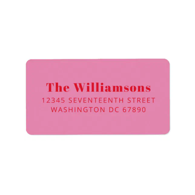 Bold Pink Red Typography Custom Return Address Label | Zazzle