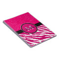 BOLD PINK ZEBRA STRIPES NAME PINK GLITTER NOTEBOOK | Zazzle