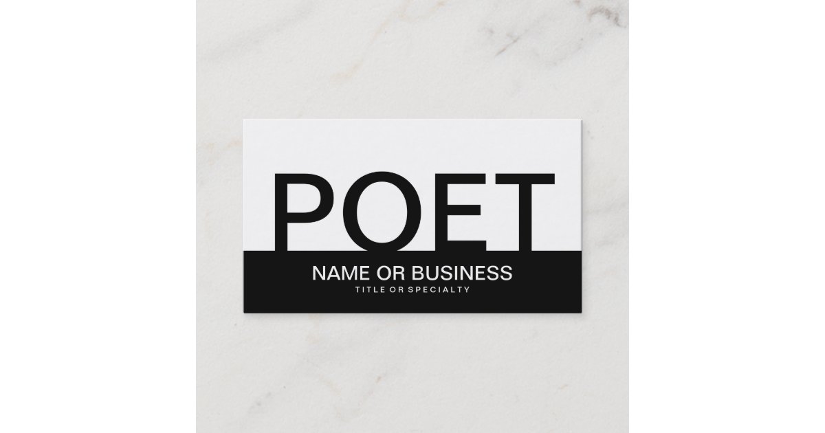 bold POET (color customizable) Business Card | Zazzle