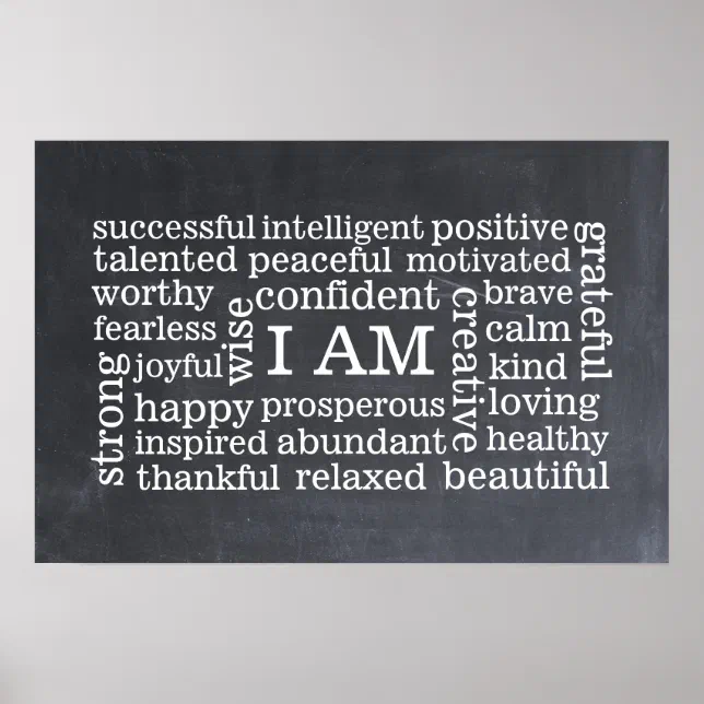 Bold Positive Thinking I AM Affirmations Poster | Zazzle