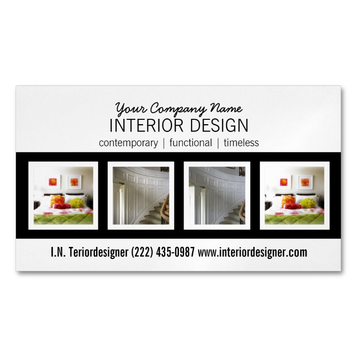 Bold Professional Interior Designer with Photos Magnetic Business Card ...