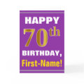 Bold, Purple, Faux Gold 70th Birthday w/ Name Card | Zazzle