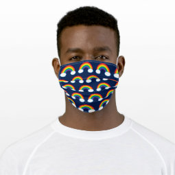 Bold Rainbow Navy Blue Pattern Adult Cloth Face Mask | Zazzle