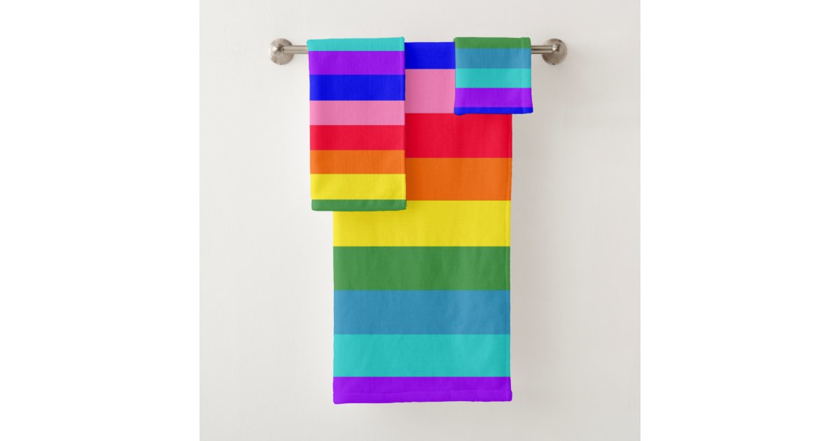Bold Rainbow Stripes bath towel set | Zazzle