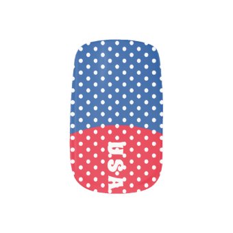 Bold Red and Blue with USA and White Polka Dots Mi Minx Nail Art | Zazzle