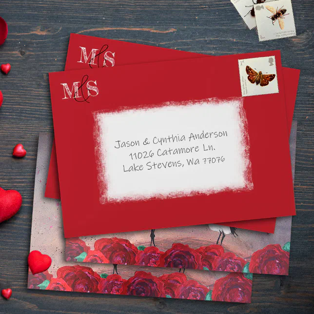 Bold Red, Pre-addressed 5x7 Wedding Invitation Envelope | Zazzle