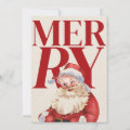 Bold Red Typography Santa Photo Holiday Card | Zazzle