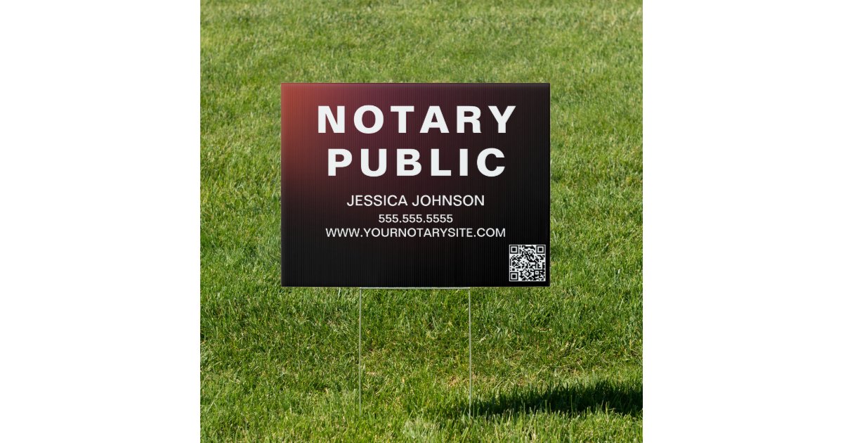 Bold Red & White Notary Public QR Outdoor Yard Sign | Zazzle